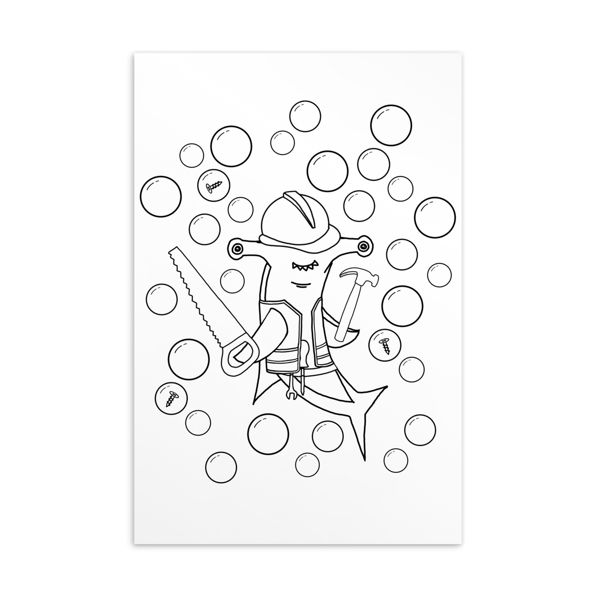 Handyman Hammerhead Shark Coloring Page Printable (FREE!) – Rhonda World